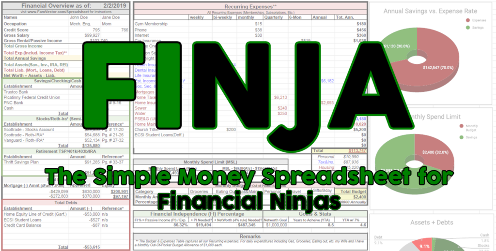 FINJA: The Simple Money Spreadsheet for Financial Ninjas – FamVestor